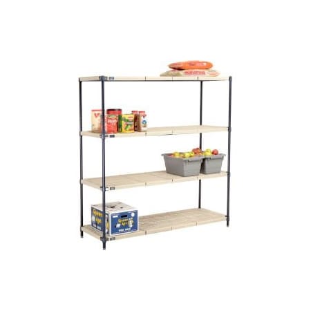 Global Equipment Nexel , Nexelite reg , 4 Tier, Vented Plastic Mat Shelving Unit, 60"W x 21"D x ...